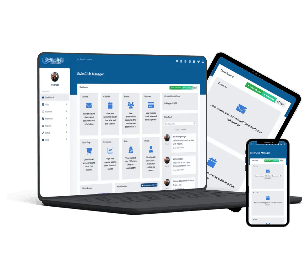Simple to use swimming club management software